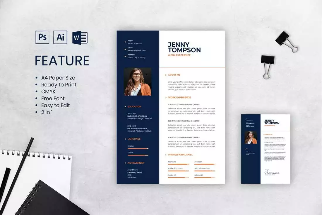 Blue Column Resume Template | Design Shack