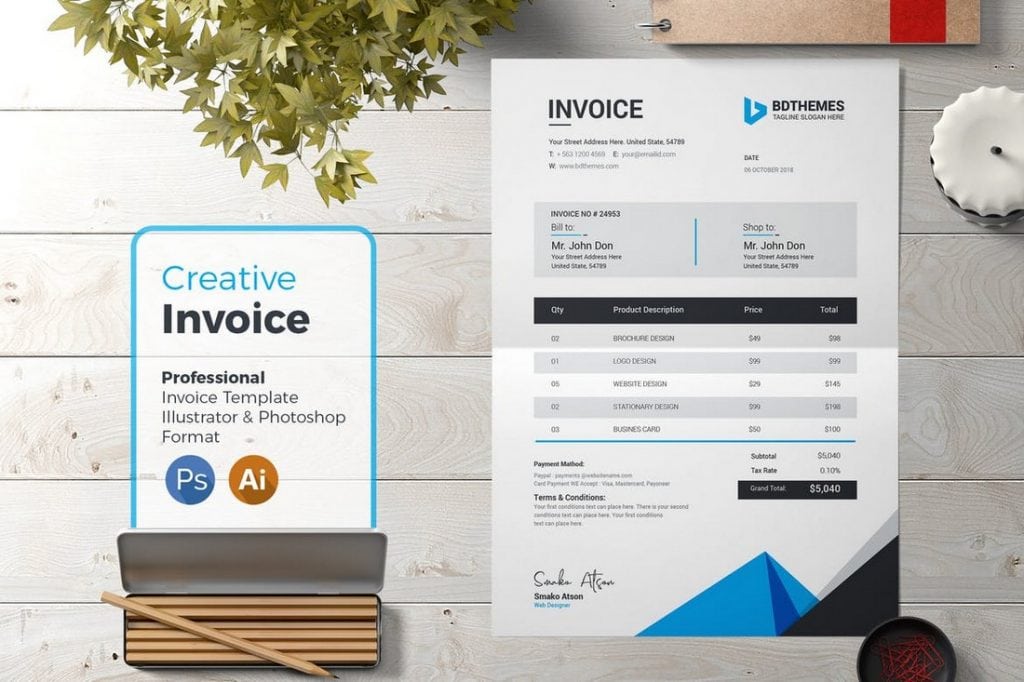 20+ Best Invoice Templates for InDesign & Illustrator (Free + Premium ...