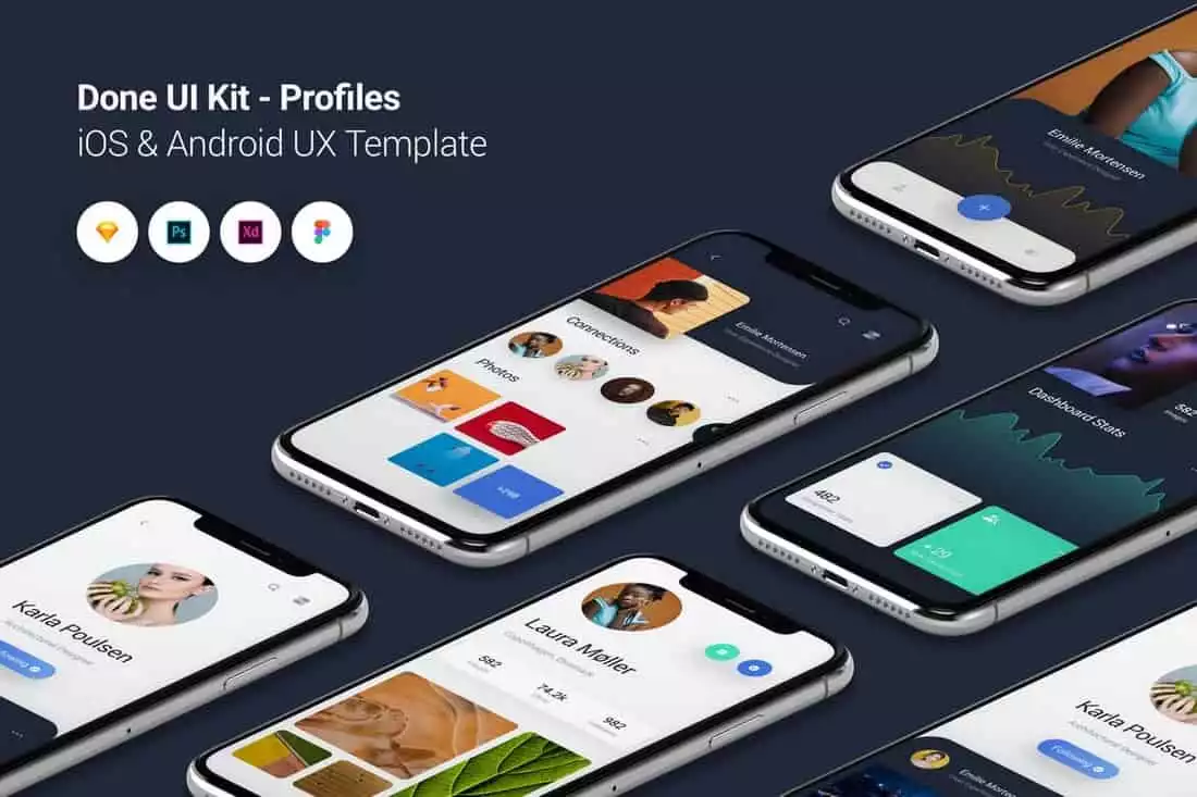 Profiles Done UI Kit iOS & Android UX Template | Design Shack