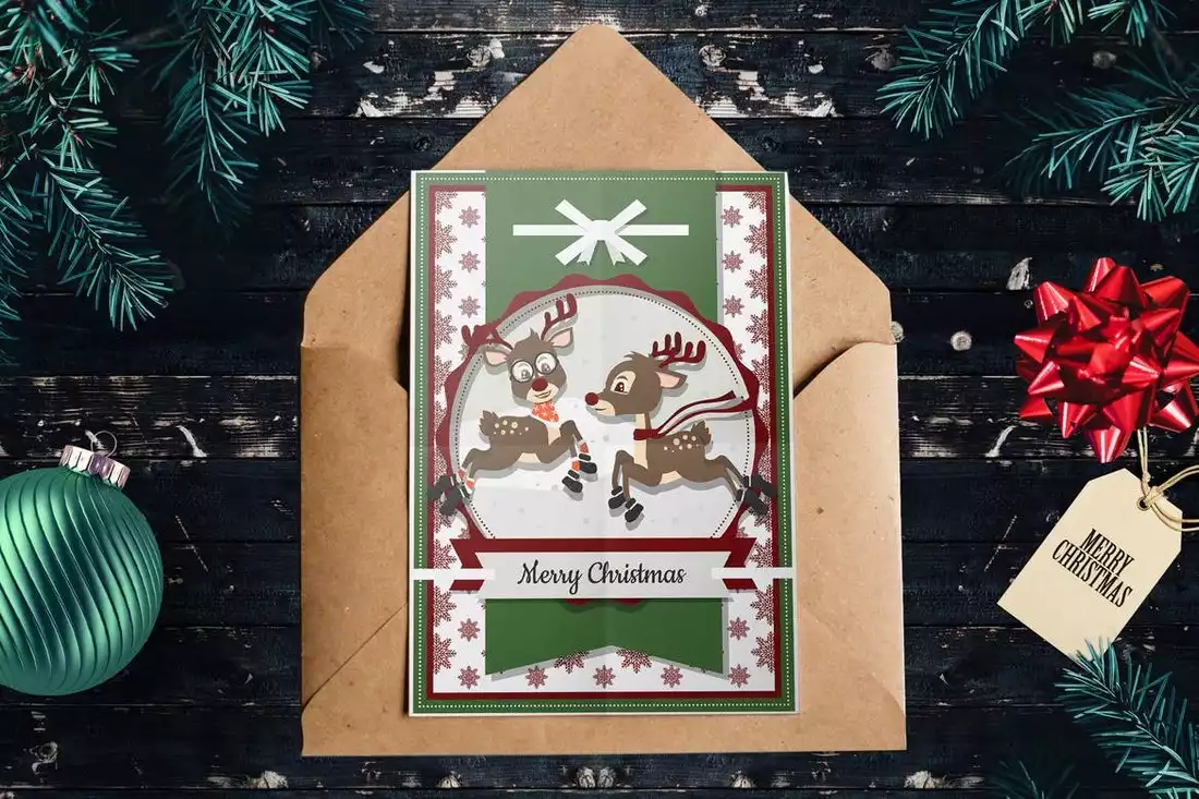 Reindeer Christmas Card Template | Design Shack