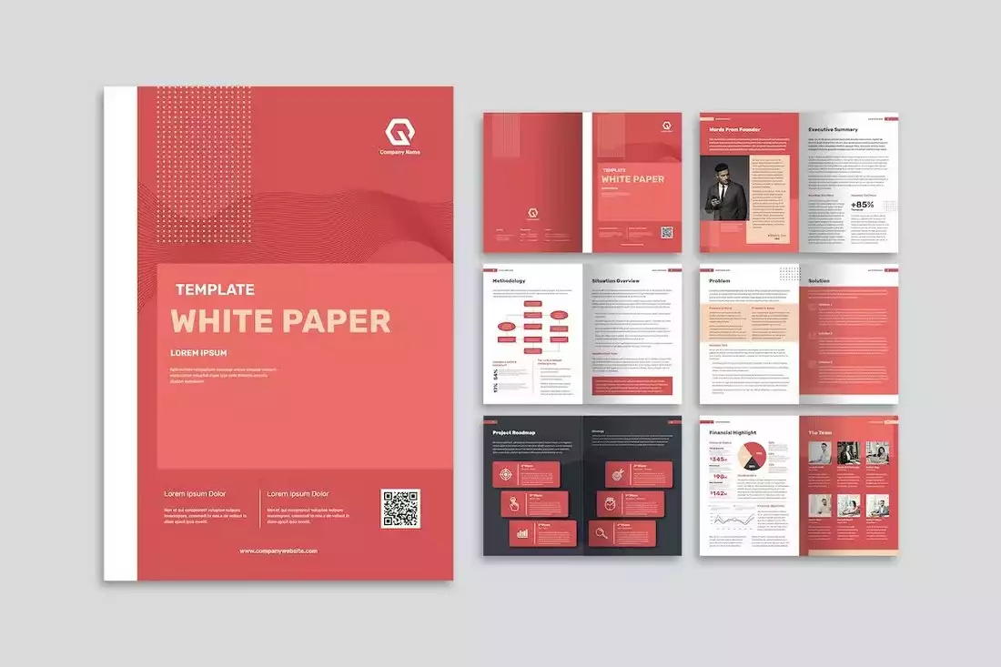 Red InDesign White Paper Template | Design Shack