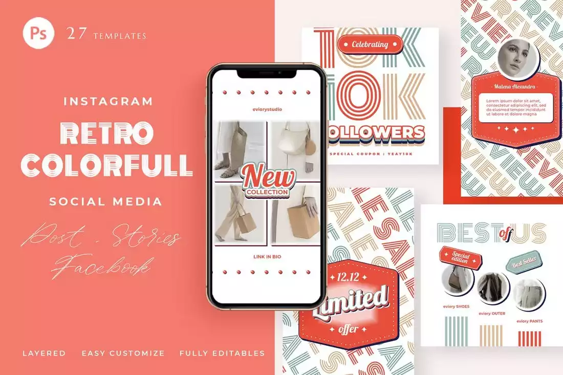 Retro Colorful Instagram Templates | Design Shack