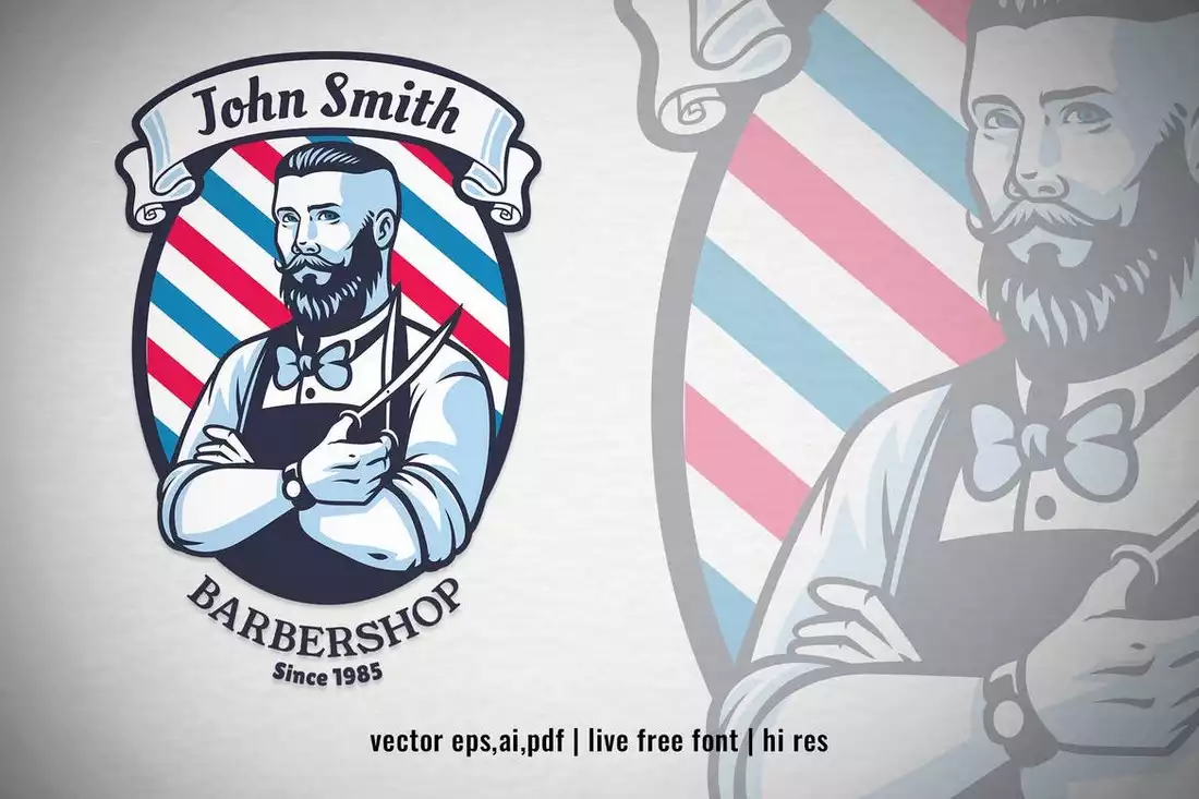 Retro Style Barbershop Logo Template | Design Shack