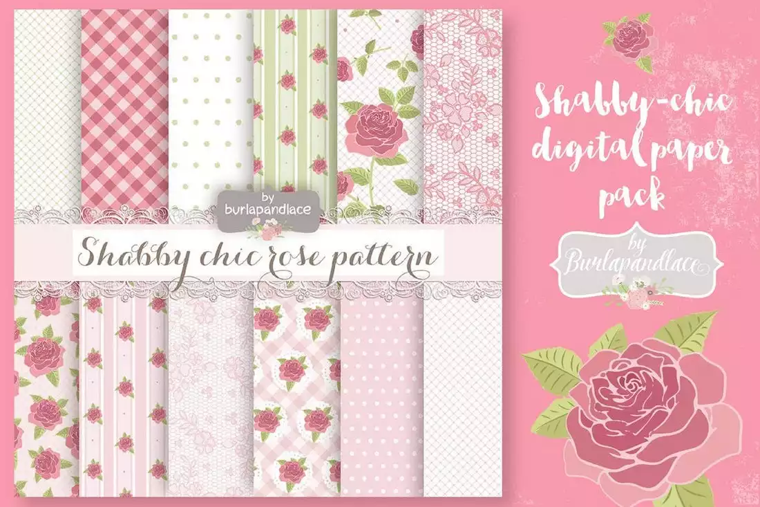 Shabby Chic Digital Paper Floral Backgrounds | Design Shack