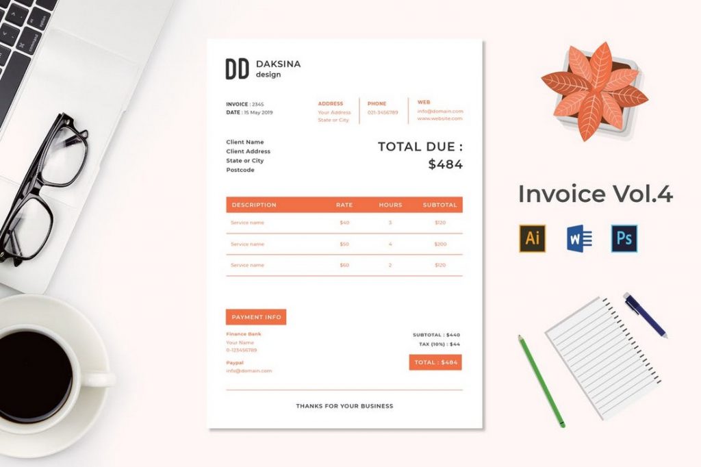 20 Best Invoice Templates For InDesign Illustrator Free Premium 