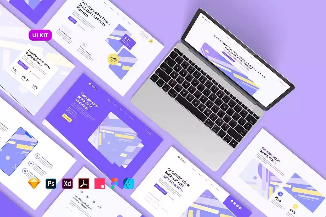 Stakk Website Wireframe Kit for Adobe XD | Design Shack