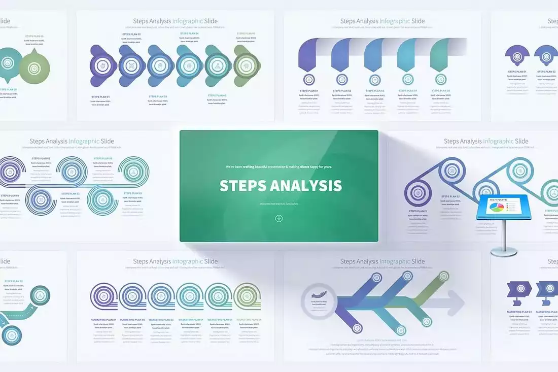 Steps Analysis Keynote Infographics Slides | Design Shack