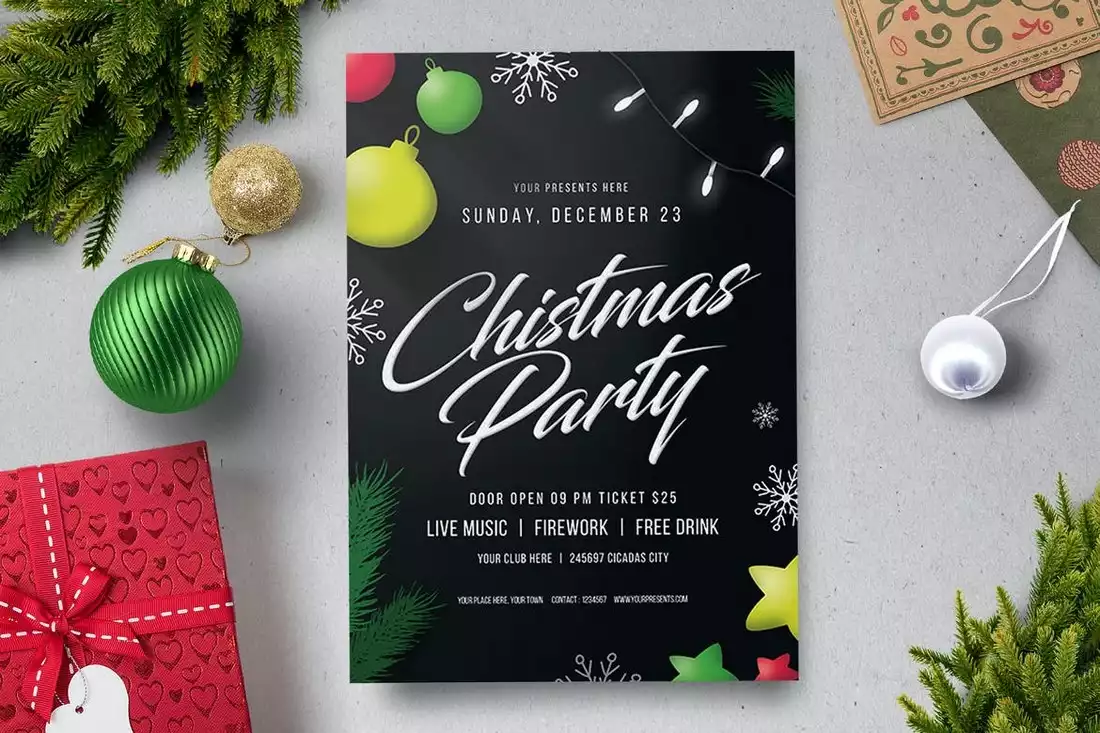 Stylish Christmas Party Flyer Template | Design Shack