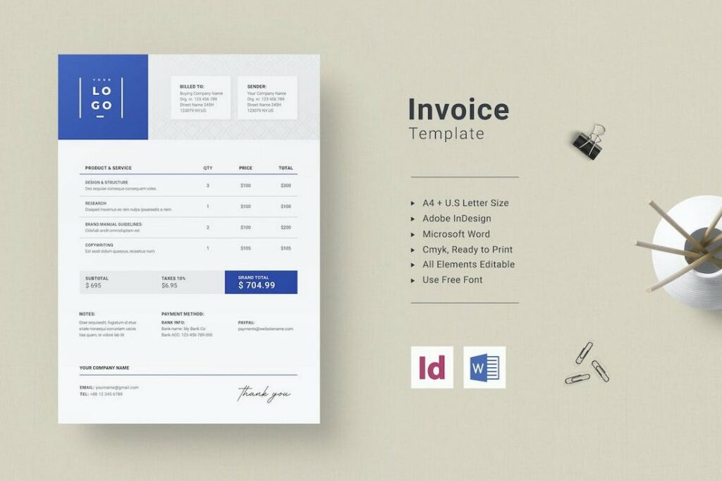 45+ Best Invoice Templates for InDesign & Illustrator (Free + Premium ...