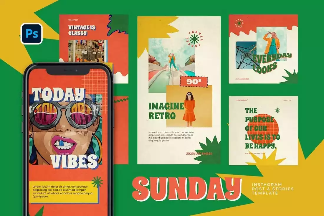 Terra Colorful Instagram Post & Story Templates | Design Shack