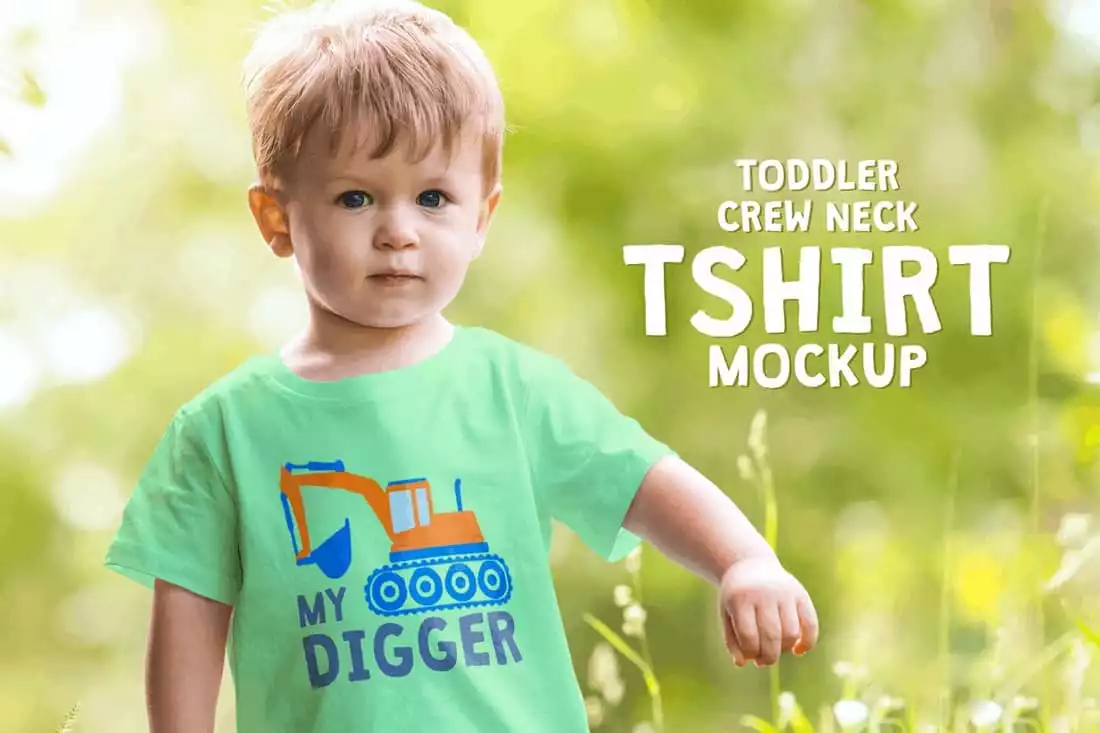 Toddler Boy Crew Neck T-Shirt Mockup | Design Shack