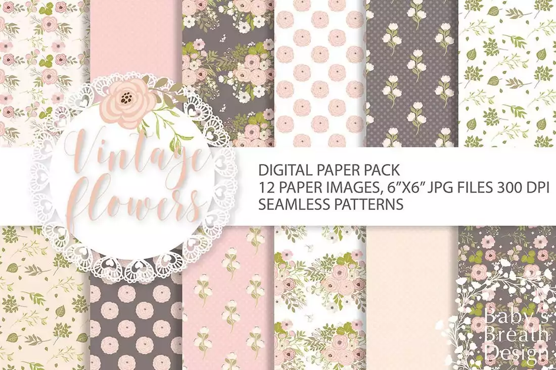 Vintage Floral Seamless Patterns Pack | Design Shack