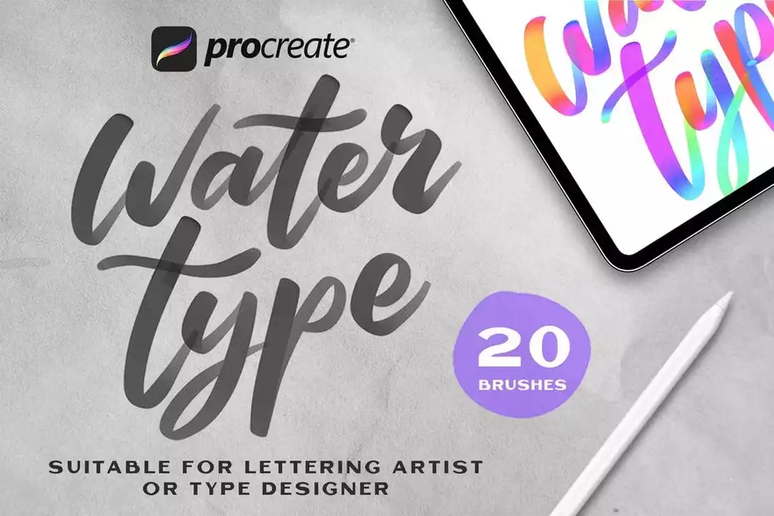 Water Type Procreate Watercolor Brushes | Design Shack