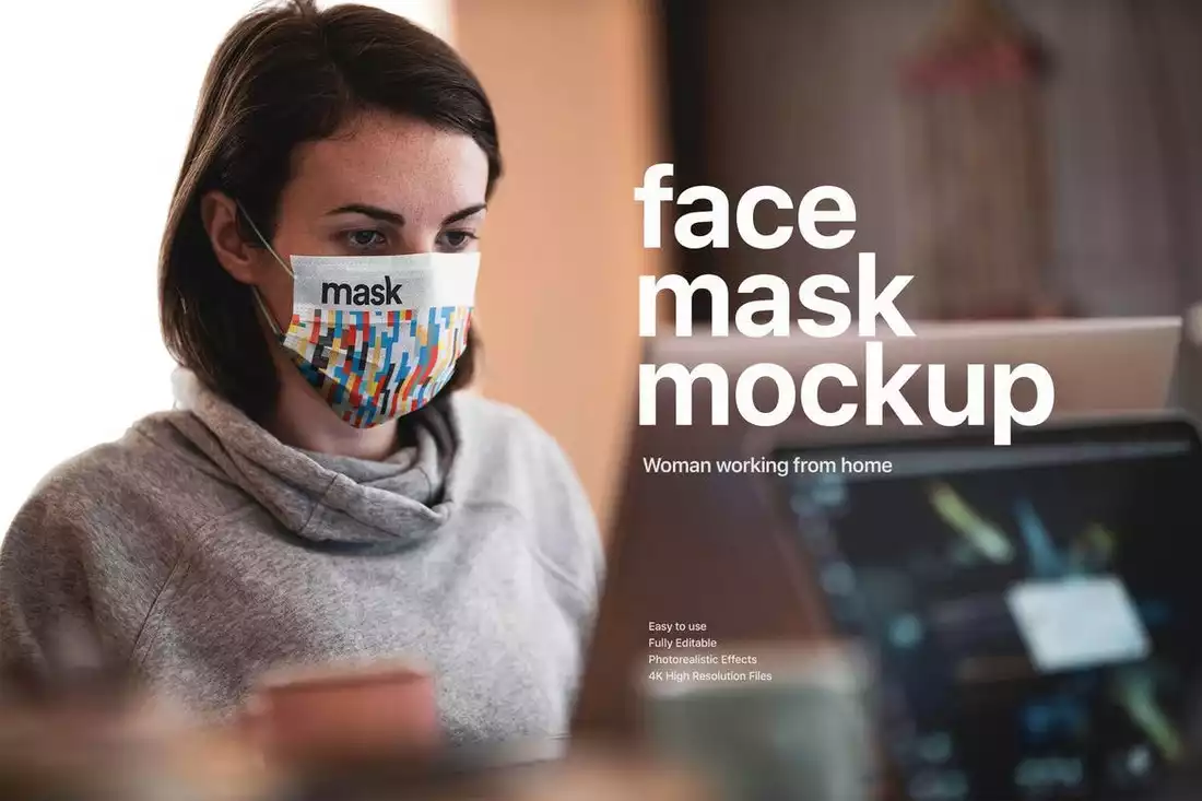 Wearing Face Mask at Work Mockup | Design Shack