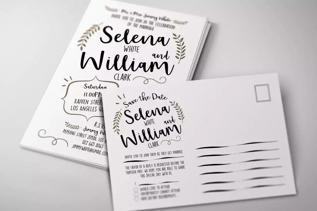 Wedding Invitation Postcard Template | Design Shack