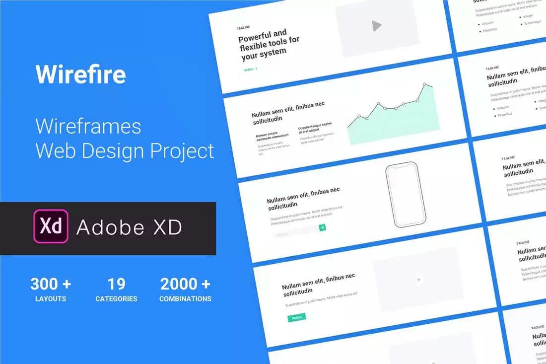 Wirefire Website Wireframe Kit for Adobe XD | Design Shack