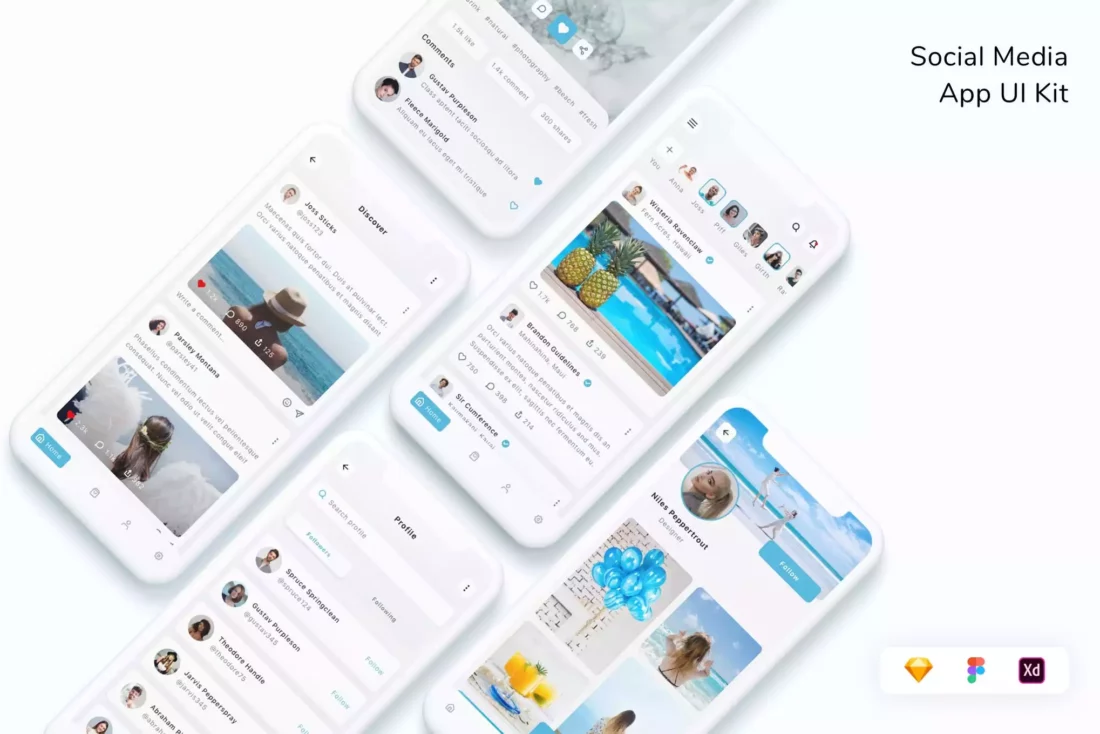 Social Network Media App UI Kit | Design Shack
