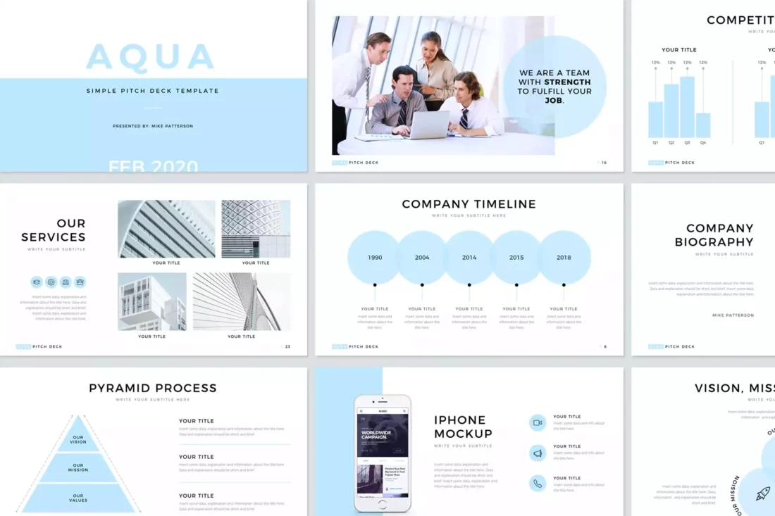 Aqua Clean Pitch Deck Template | Design Shack