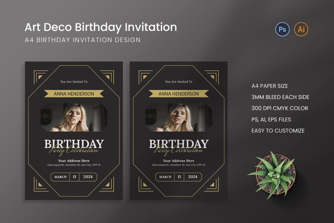 Art Deco Birthday Invitation | Design Shack