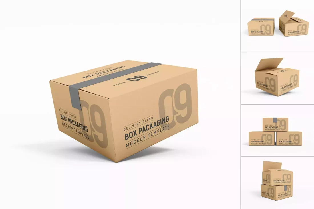 Cardboard Delivery Box Packaging Mockups | Design Shack