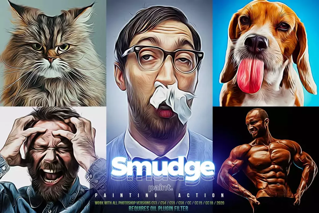 Smudge Cartoon Photoshop Action | Design Shack