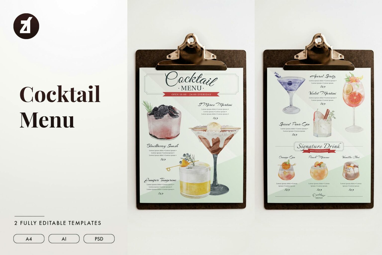 20+ Cocktail Menu Templates With Modern & Classy Design | Design Shack