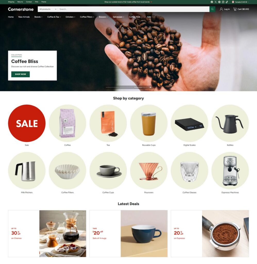 20+ Best Shopify Themes for Coffee Stores