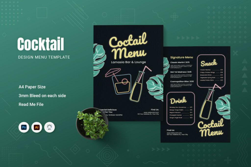 20+ Cocktail Menu Templates With Modern & Classy Design | Design Shack