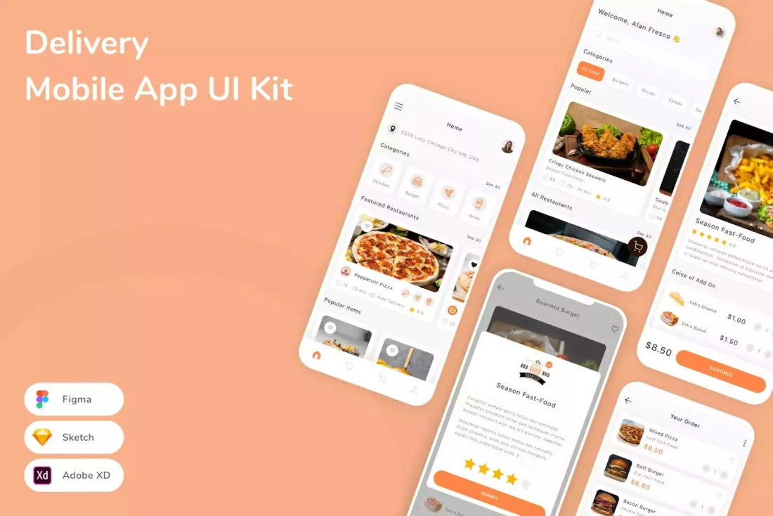 Delivery Mobile App UI Kit | Design Shack