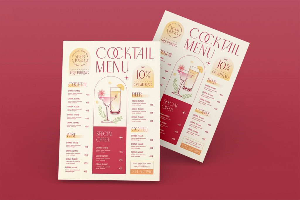 20+ Cocktail Menu Templates With Modern & Classy Design | Design Shack