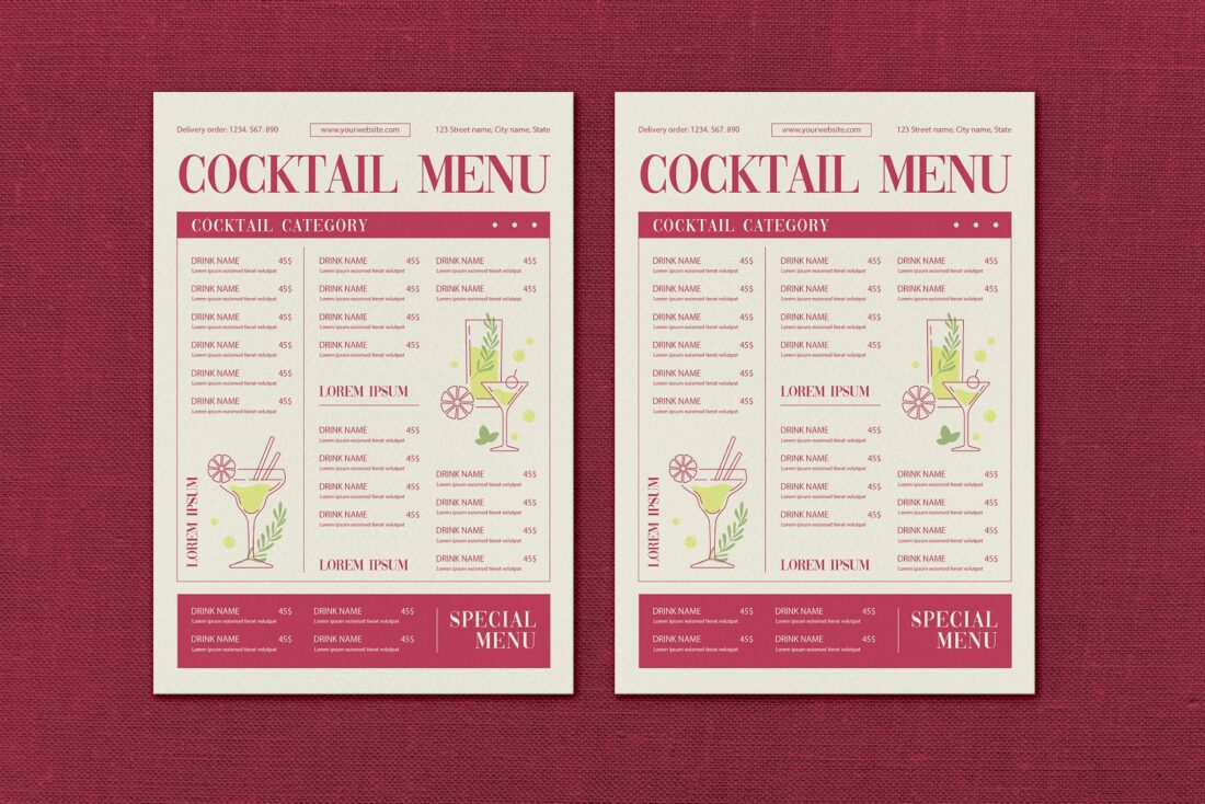 20+ Cocktail Menu Templates With Modern & Classy Design | Design Shack