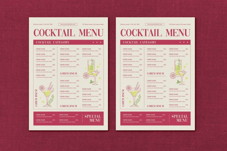 20+ Cocktail Menu Templates With Modern & Classy Design | Design Shack