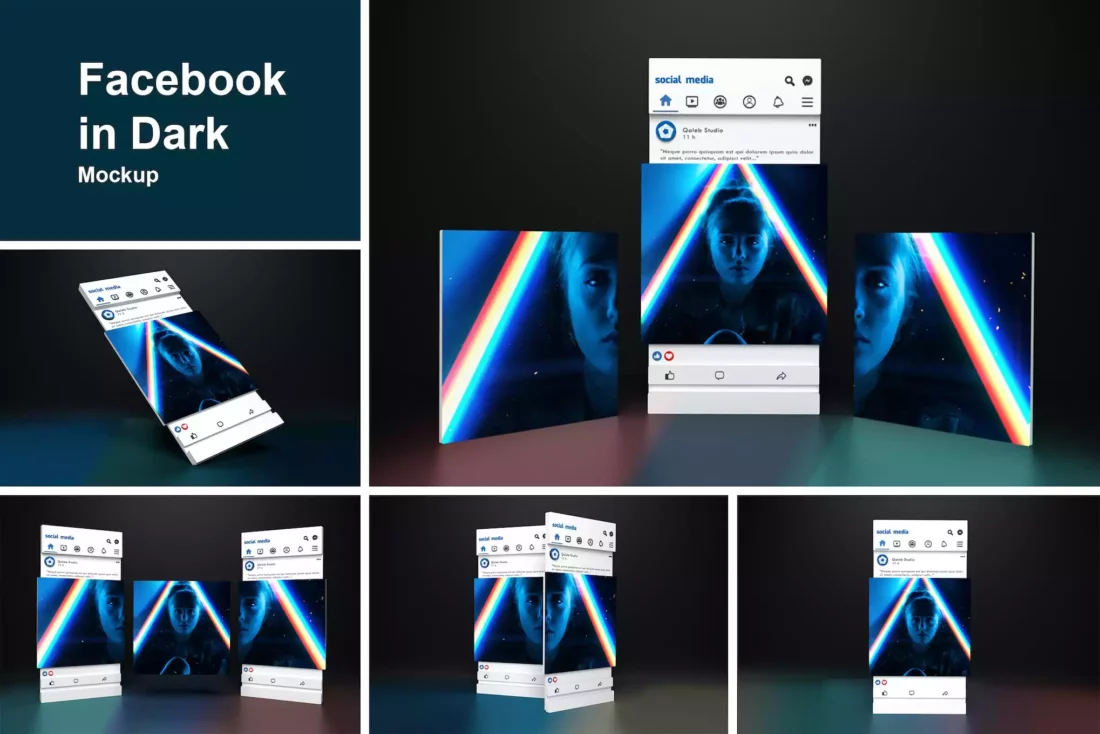 Facebook in Dark Ad Mockup Templates | Design Shack