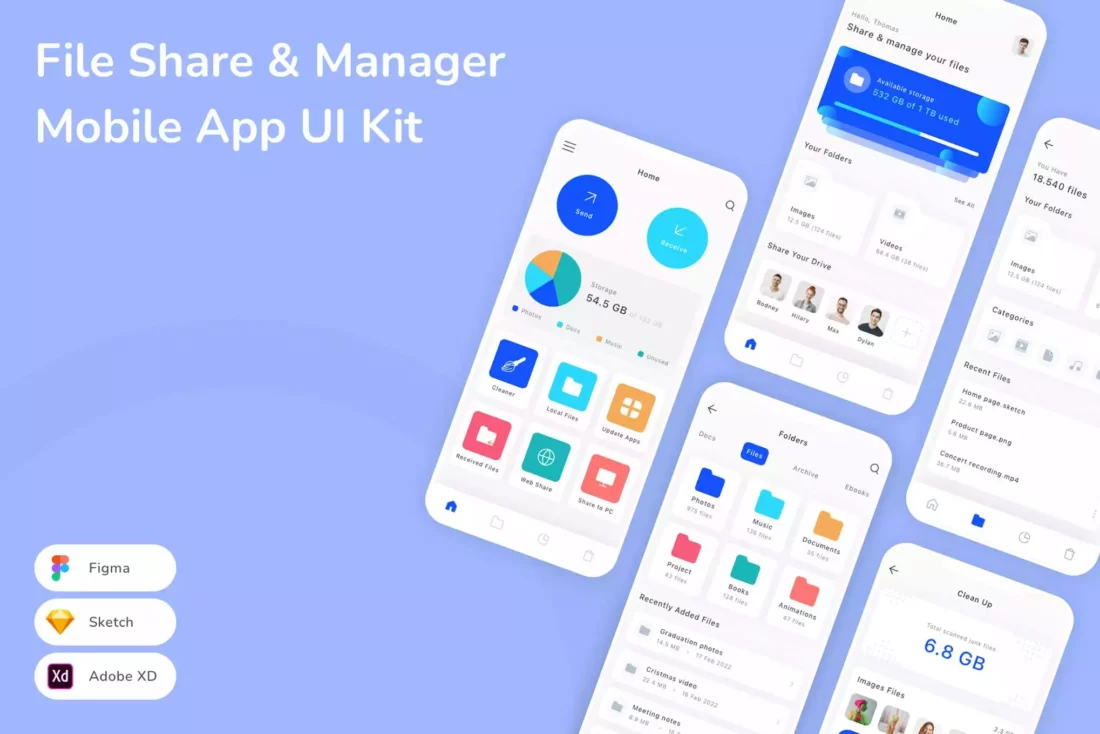 File Share & Manager Mobile App UI Kit | Design Shack