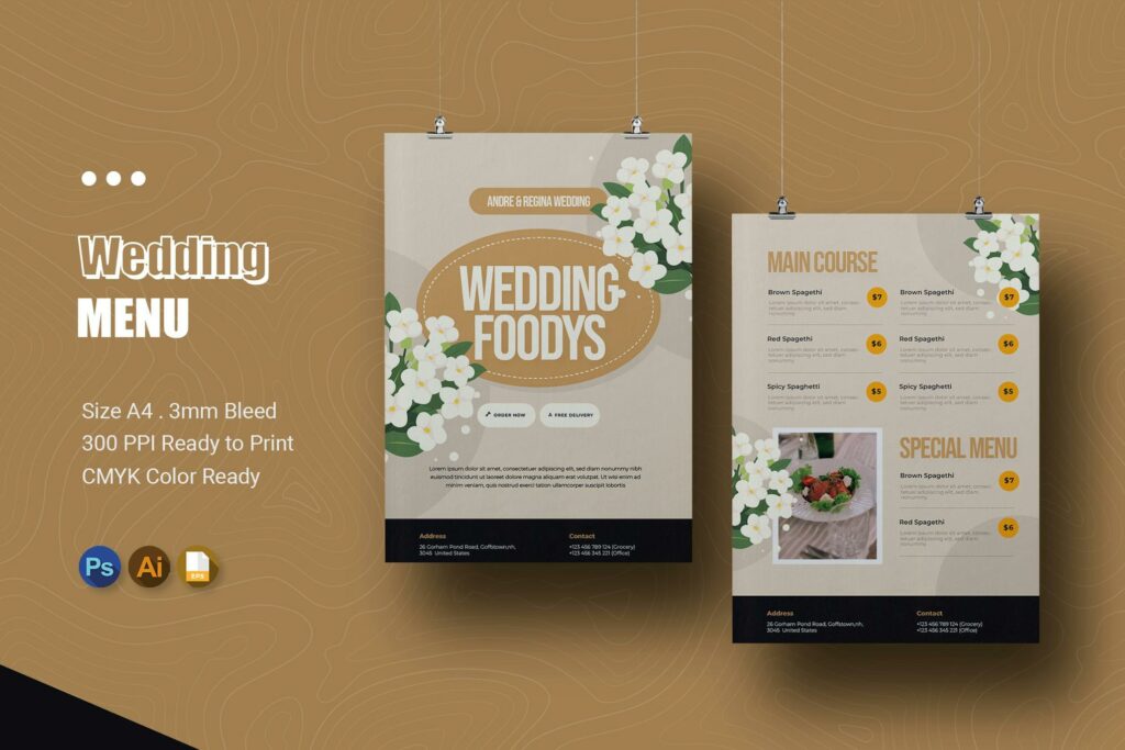 20+ Elegant Wedding Menu Templates & Ideas (For Food & Drink) | Design ...