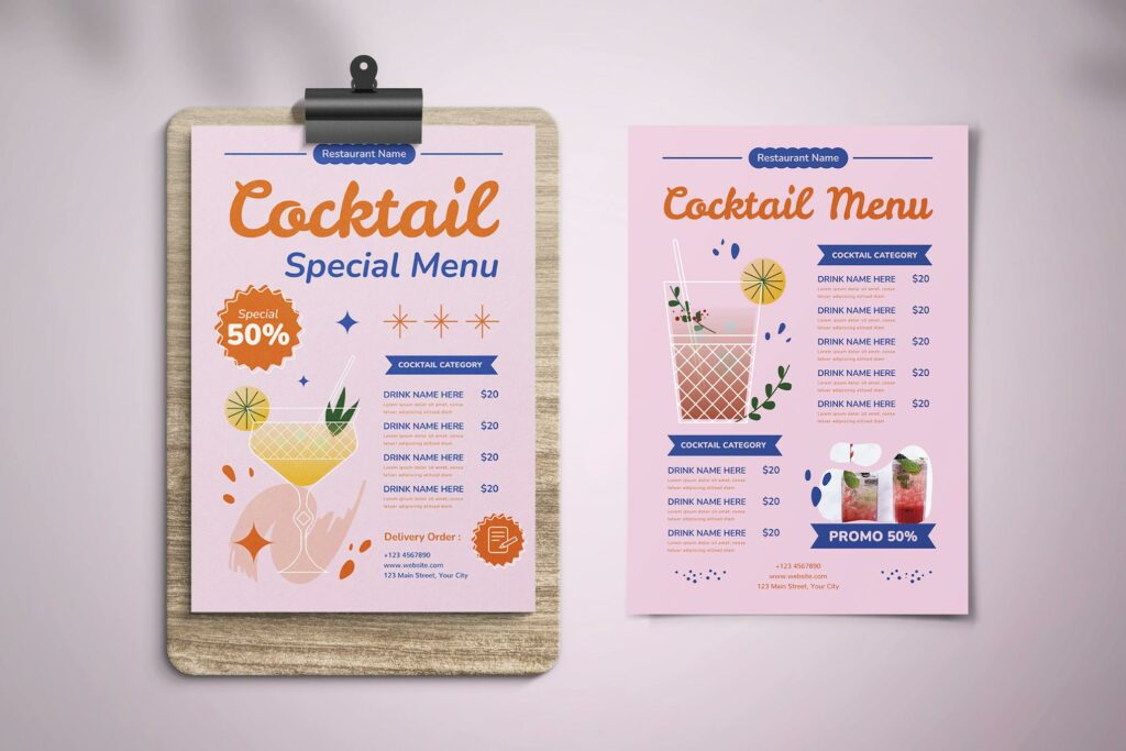 20+ Cocktail Menu Templates With Modern & Classy Design | Design Shack