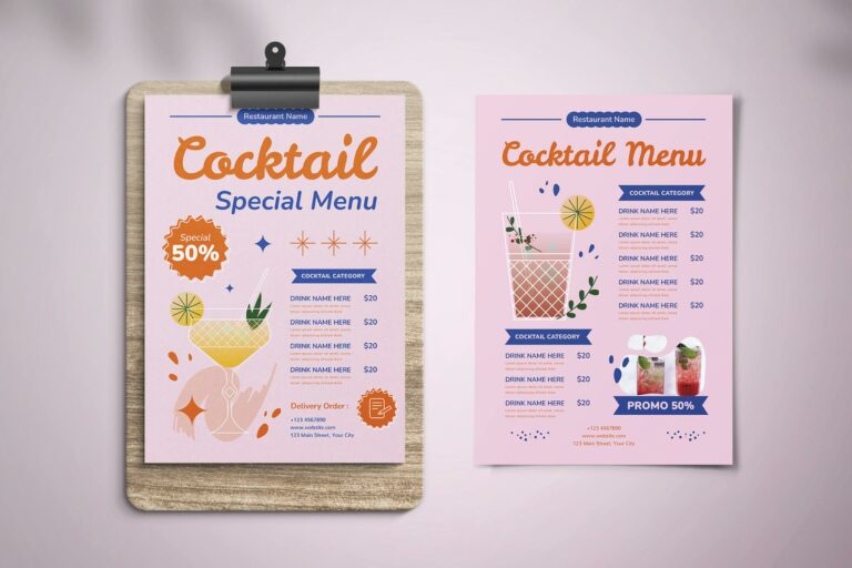 20+ Cocktail Menu Templates With Modern & Classy Design | Design Shack