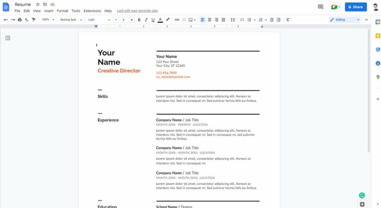 20+ Modern Google Docs Resume Templates 2025 | Design Shack