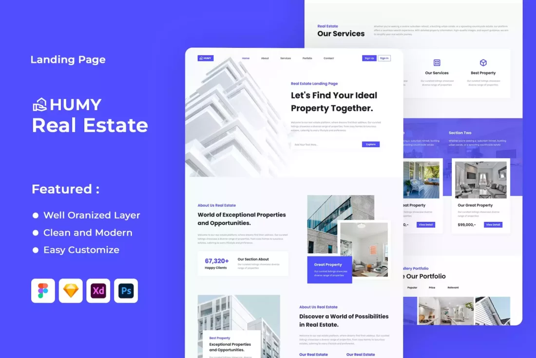 HUMY Real Estate Website Figma Template | Design Shack