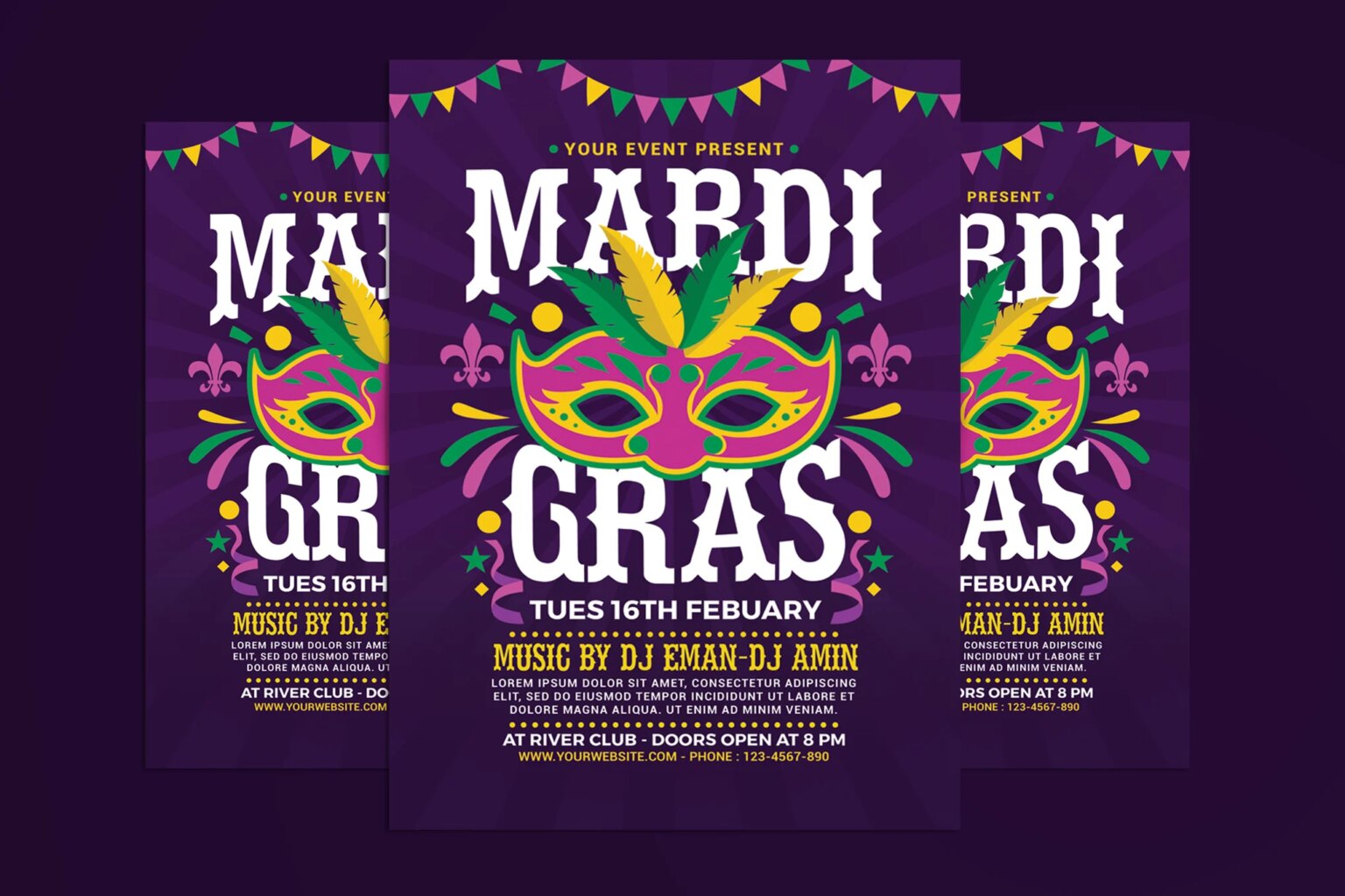 25+ Best Mardi Gras Templates: Masks, Flyers, Invitations & More ...