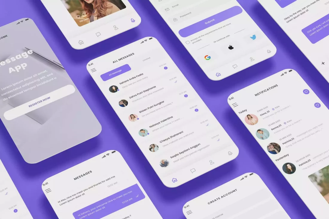 Messaging Mobile UI KIT for Adobe XD | Design Shack