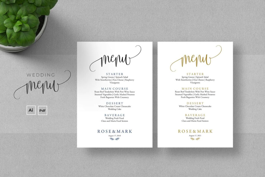 20+ Elegant Wedding Menu Templates & Ideas (For Food & Drink) | Design ...
