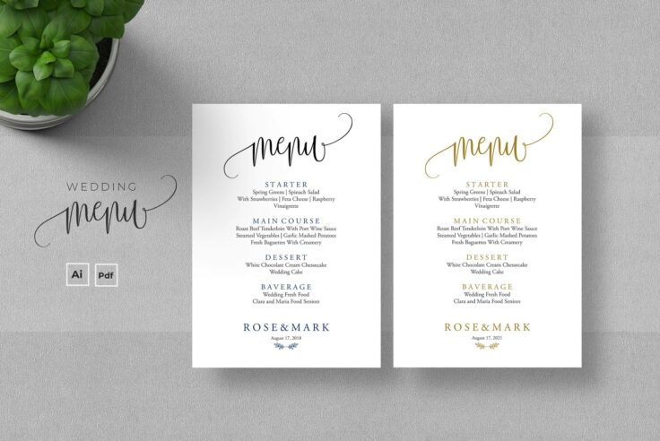 20+ Elegant Wedding Menu Templates & Ideas (For Food & Drink) | Design ...