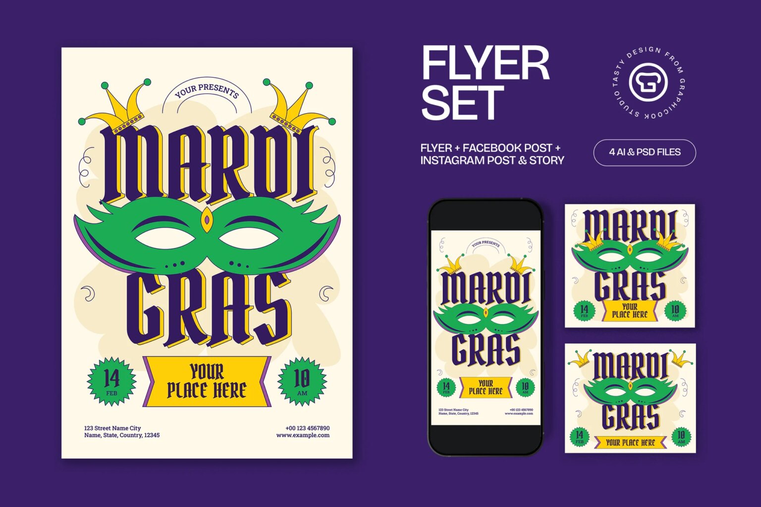 25+ Best Mardi Gras Templates: Masks, Flyers, Invitations & More ...