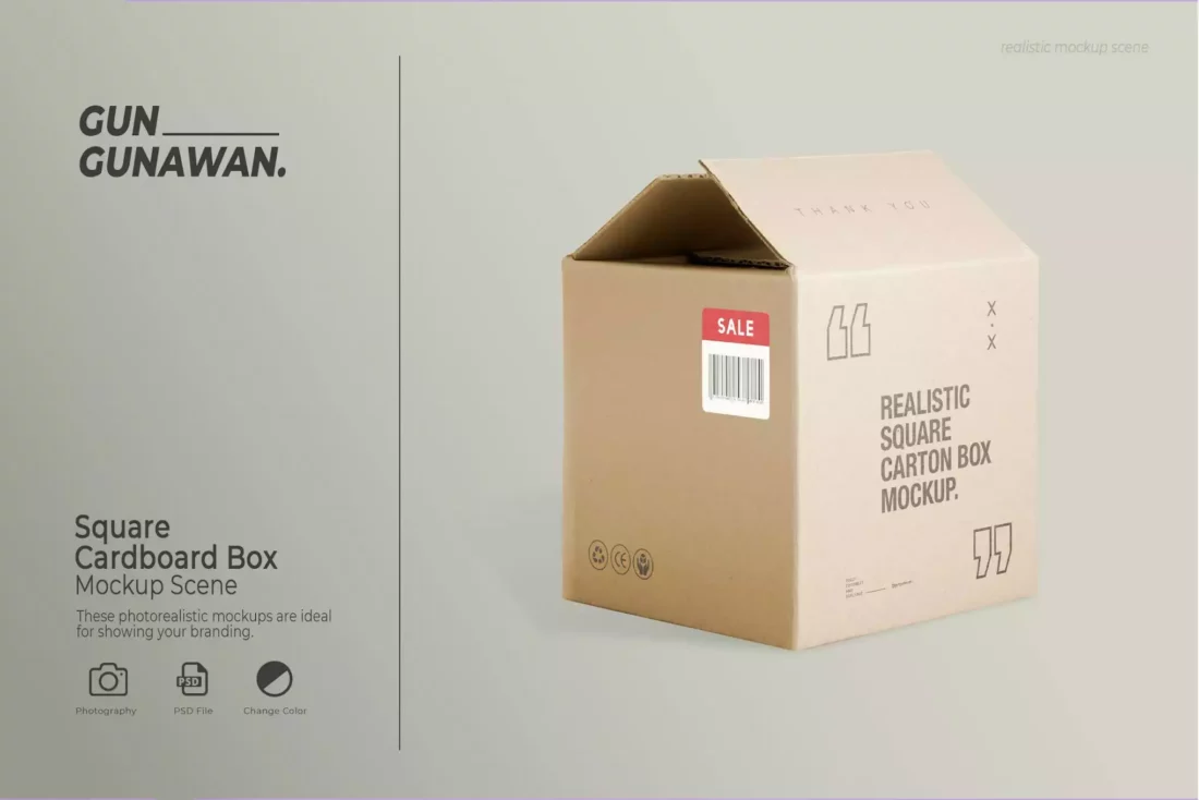 Opened Square Cardboard Box Mockup | Design Shack