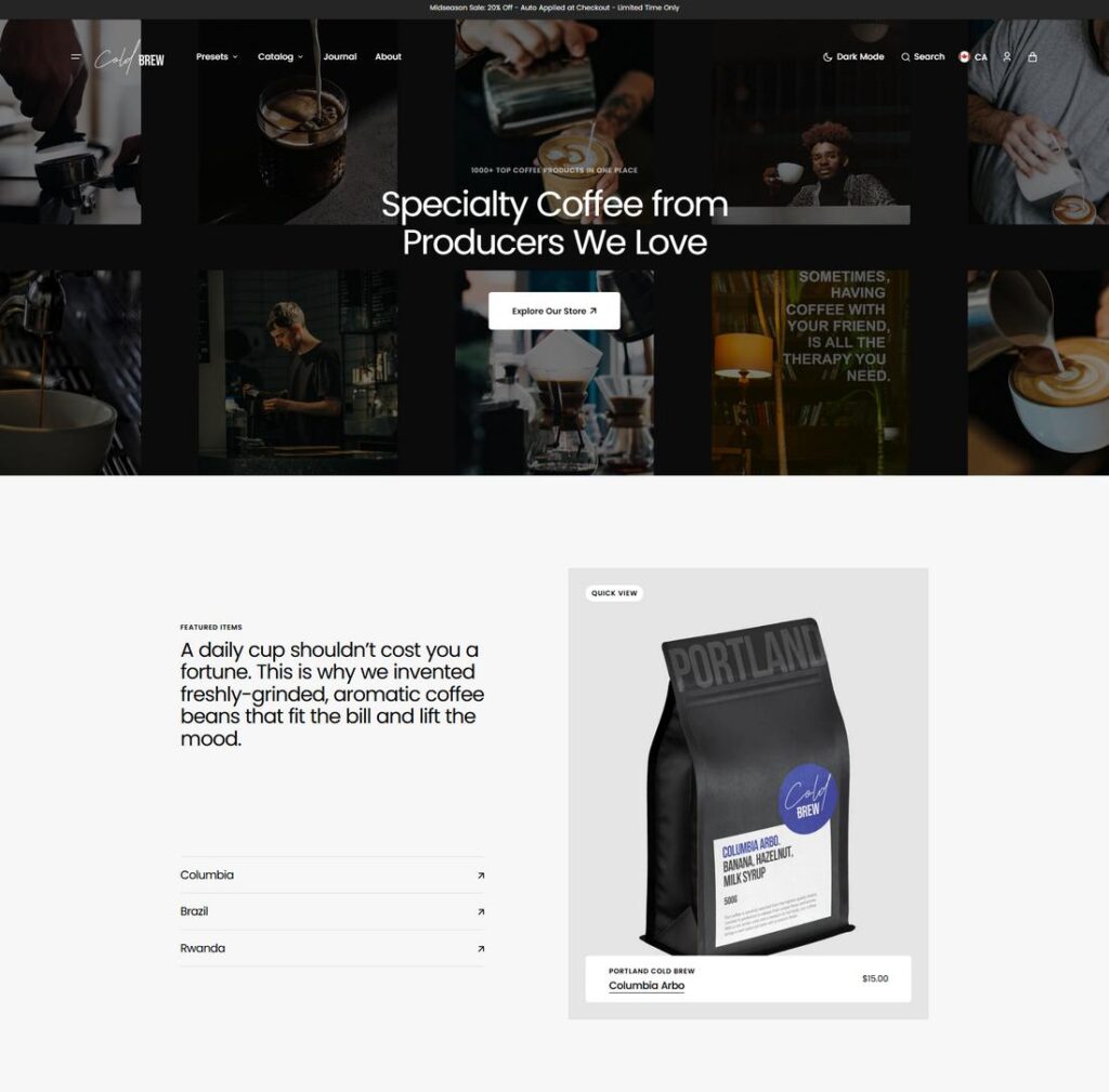 20+ Best Shopify Themes for Coffee Stores - Shack Design