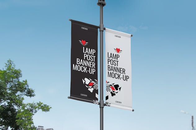 Realistic Lamp Post Banner Template | Design Shack
