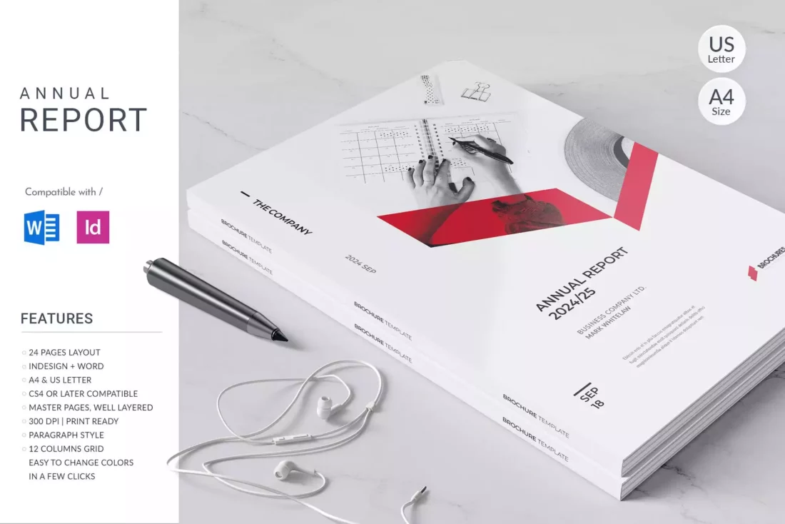Red Annual Report Template for Word & InDesign | Design Shack