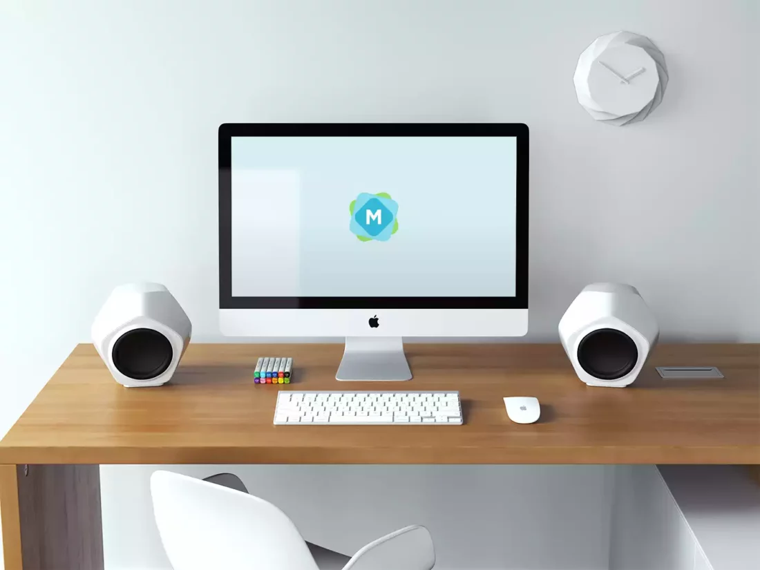 Retina iMac Creative Desk Mockup | Design Shack