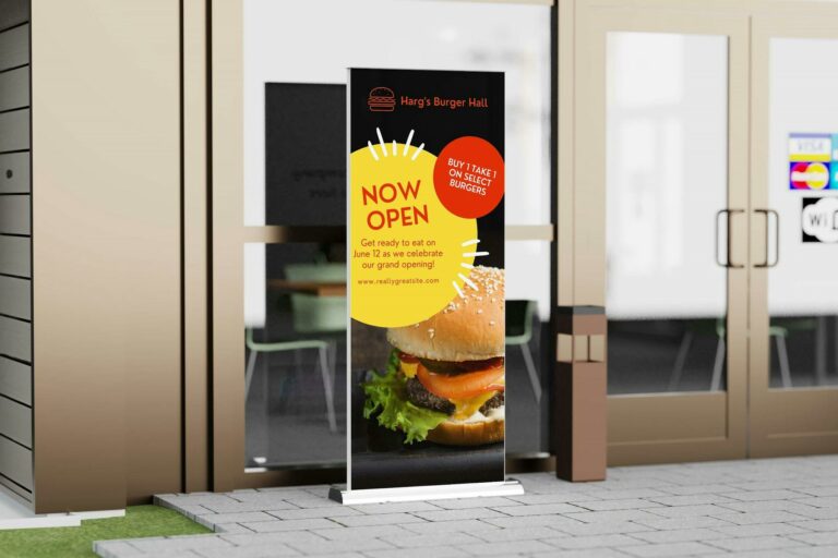 Rollup Banner in Front of Store Mockup | Design Shack